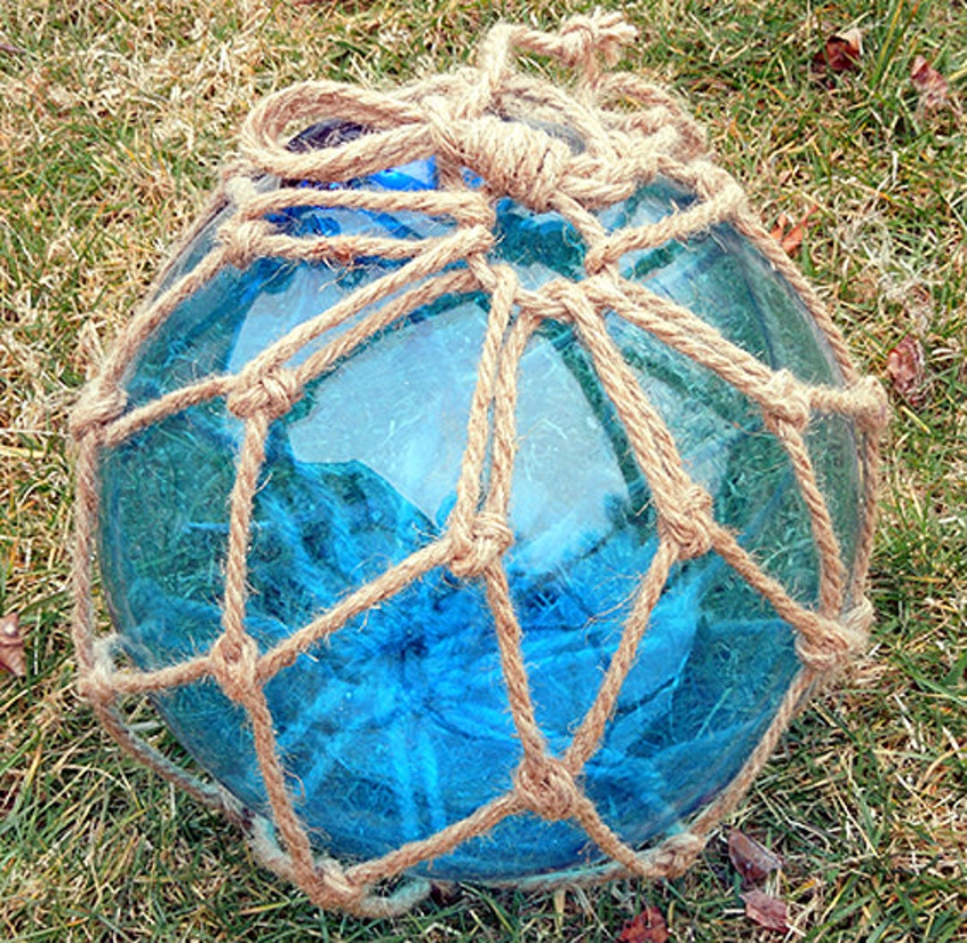 Royal Blue Fish Net Buoy Glass Float 12" ~reproduction~braided in 1/8 ...