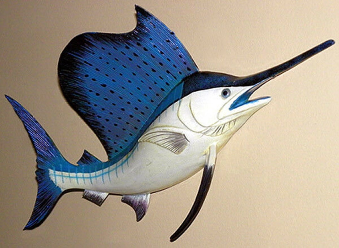 Sailfish Replica Wall Mount Plaque ~18" X 8"~tropical Fish Nautical ...