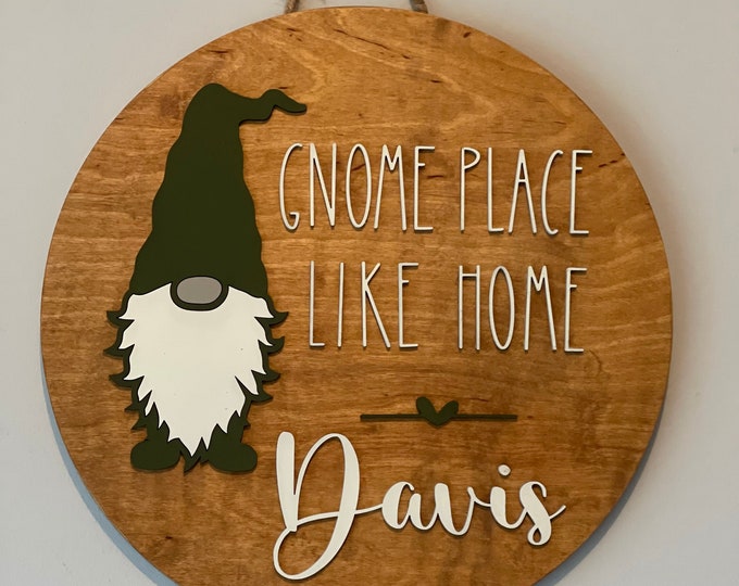 Gnome Place Like Home Door Sign - Etsy