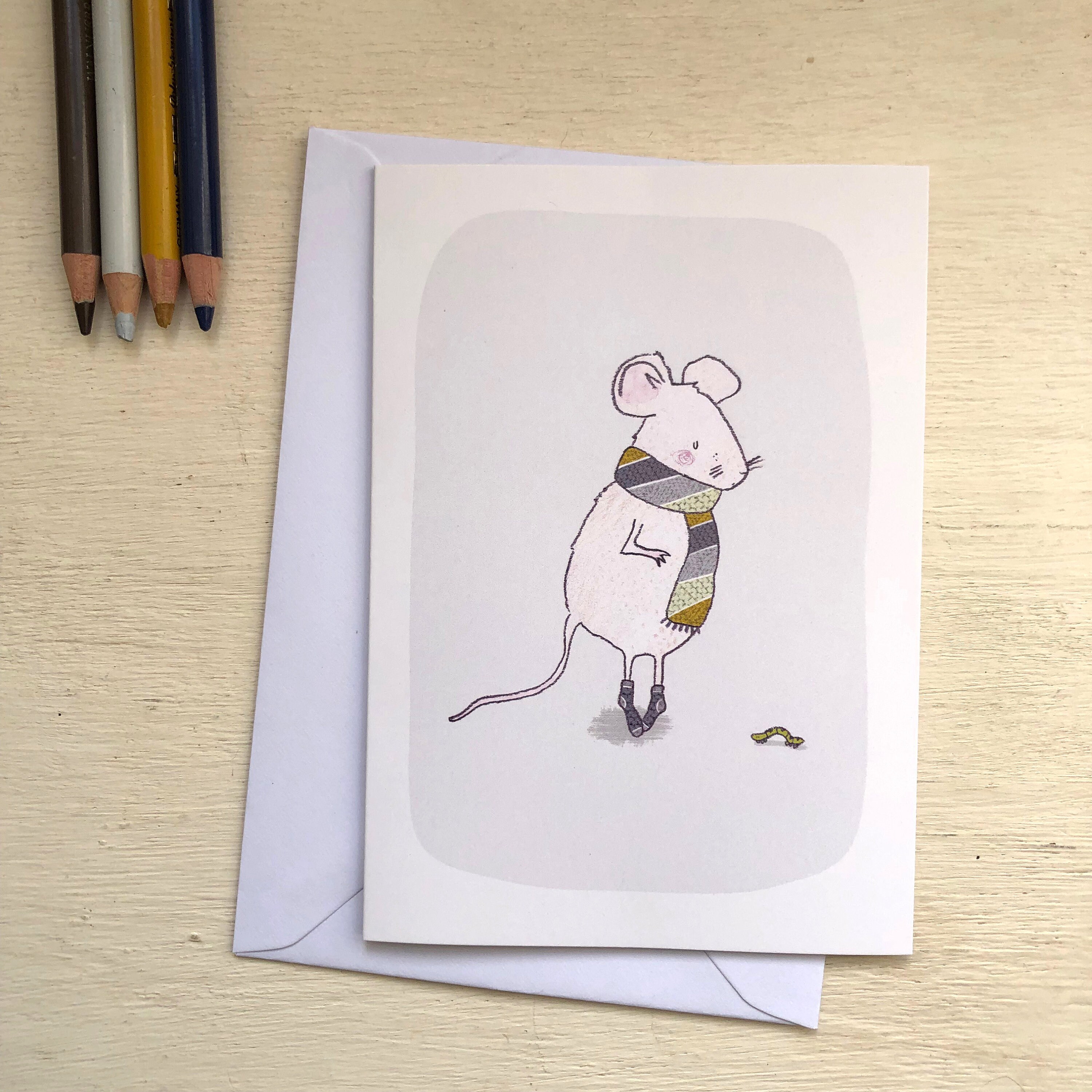 Carte de souris, carte blanche, carte de souris mignonne, carte A6 ...