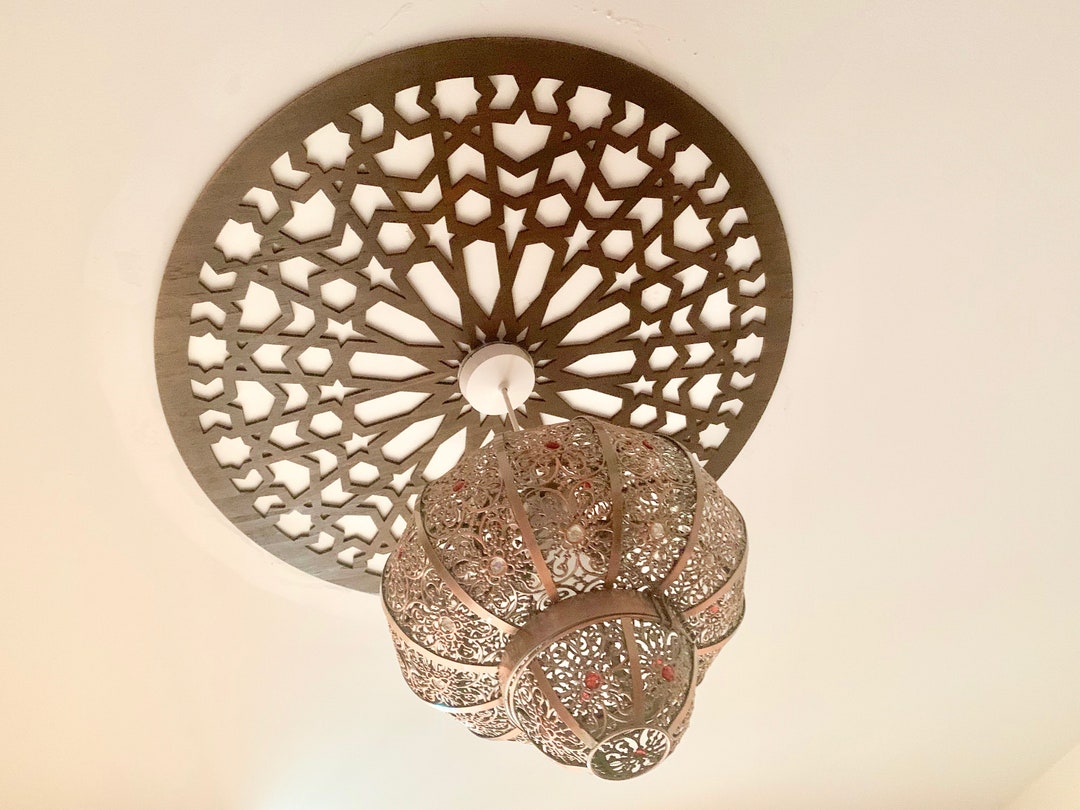 Moroccan Ceiling Roses Star 5.4mm Wooden Decorative Panel Fretwork 70cm ...
