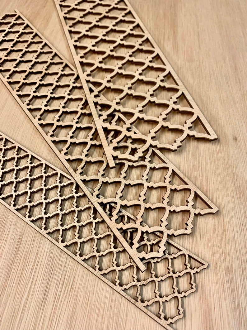 Moroccan Arabesque Decorative Wood Strips Panels 5 Pieces Set - Etsy UK