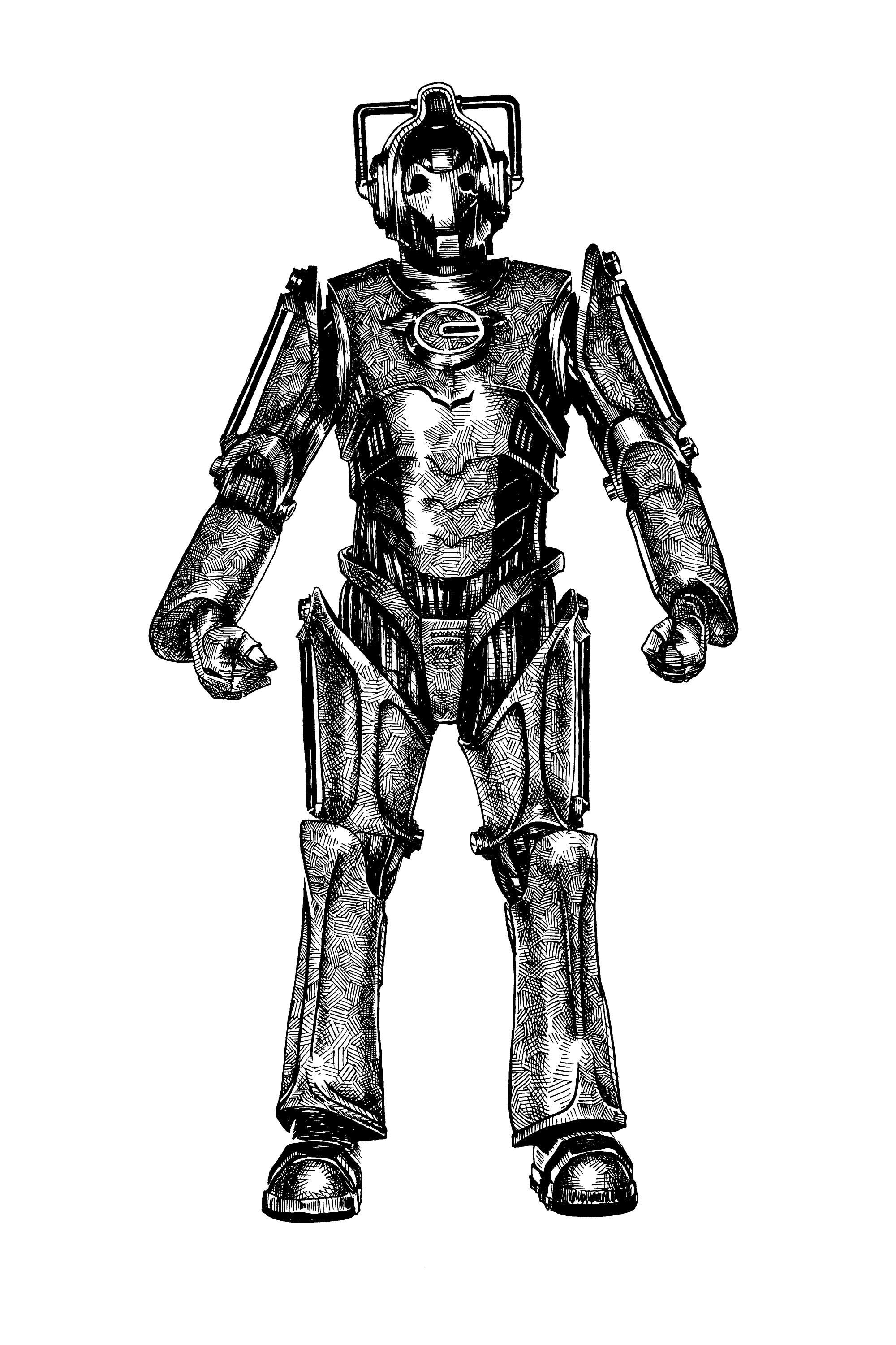 Cyberman, Pen and Ink Drawing - Etsy Australia