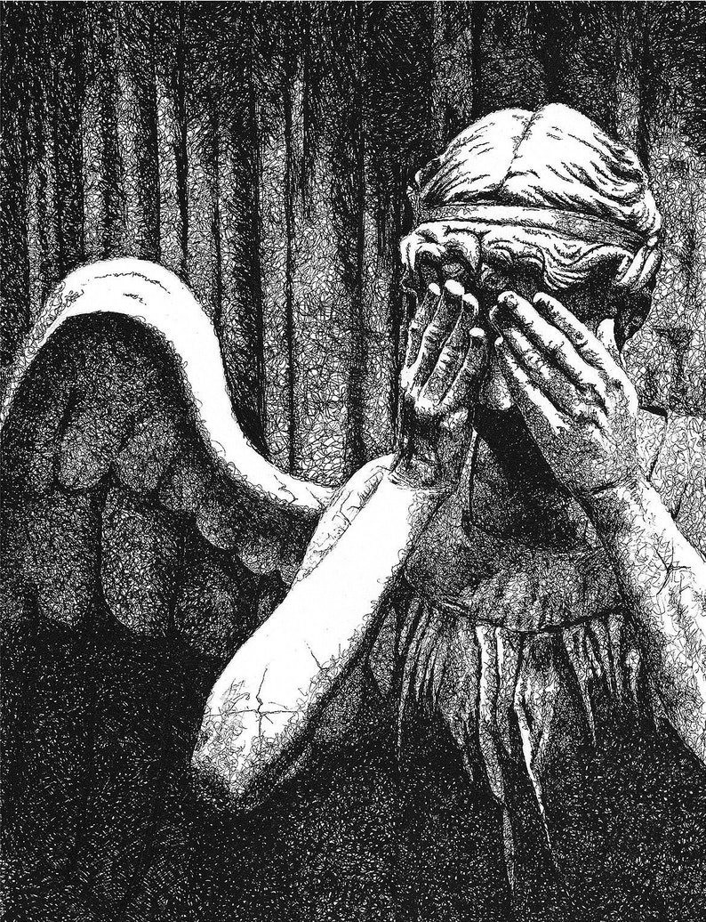 Weeping Angel Pen and Ink Drawing - Etsy
