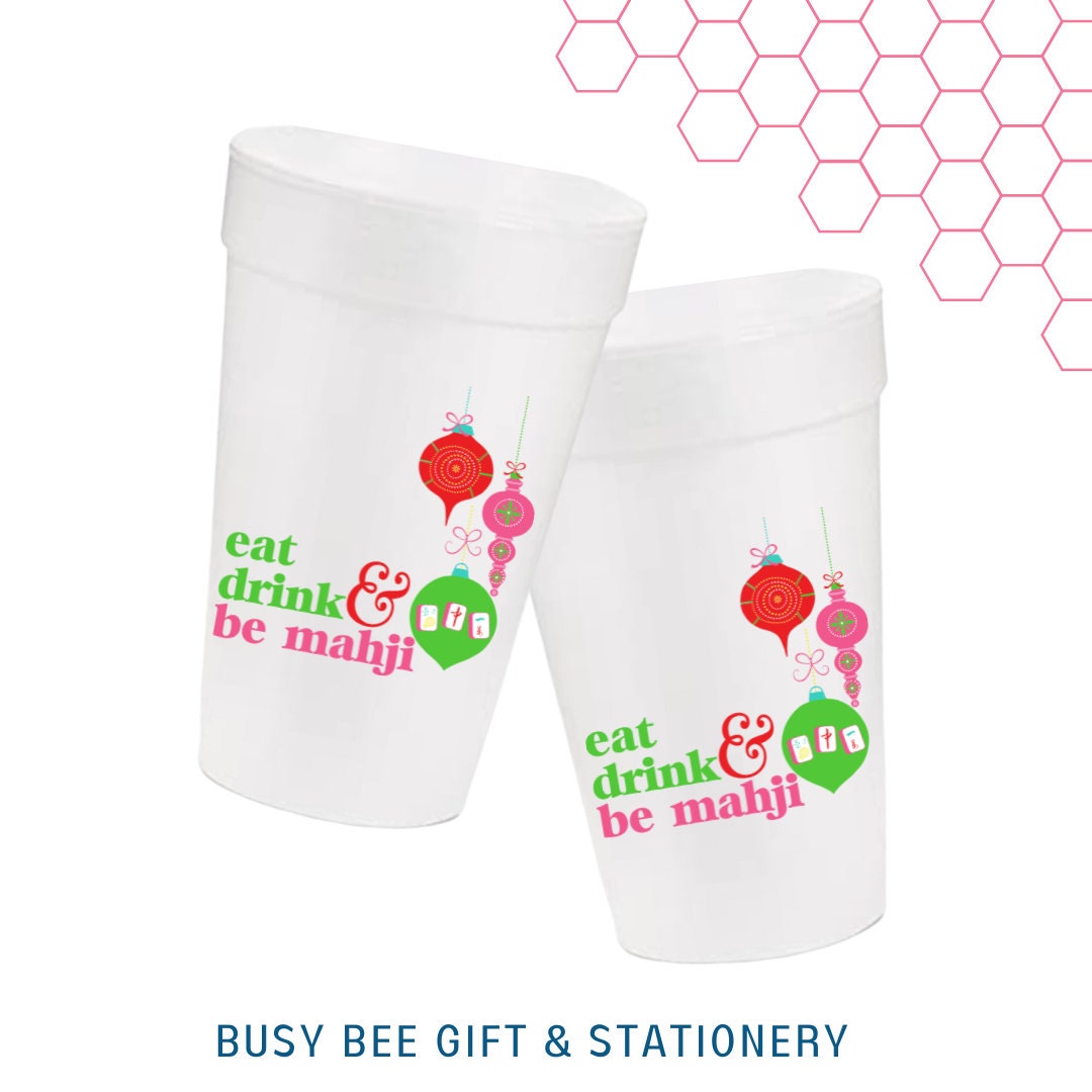 Eat Drink and Be Mahji Holiday Styrofoam Cups | Set of 10 | Mahjong ...