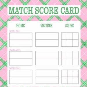 Tennis Match Score Card for Doubles Only - Etsy
