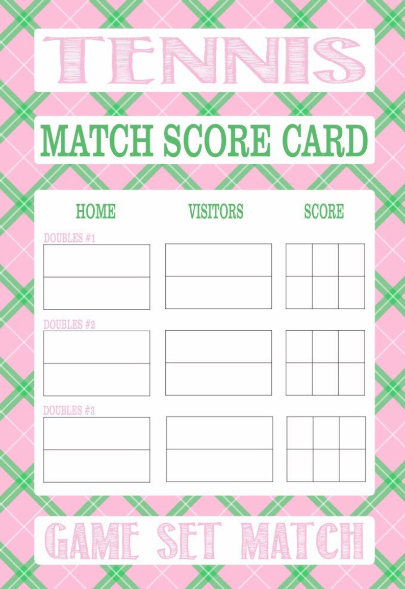 Tennis Match Score Card for Doubles Only - Etsy