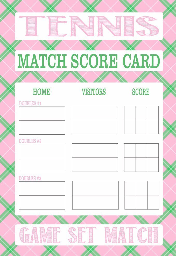 Tennis Match Score Card for Doubles Only - Etsy