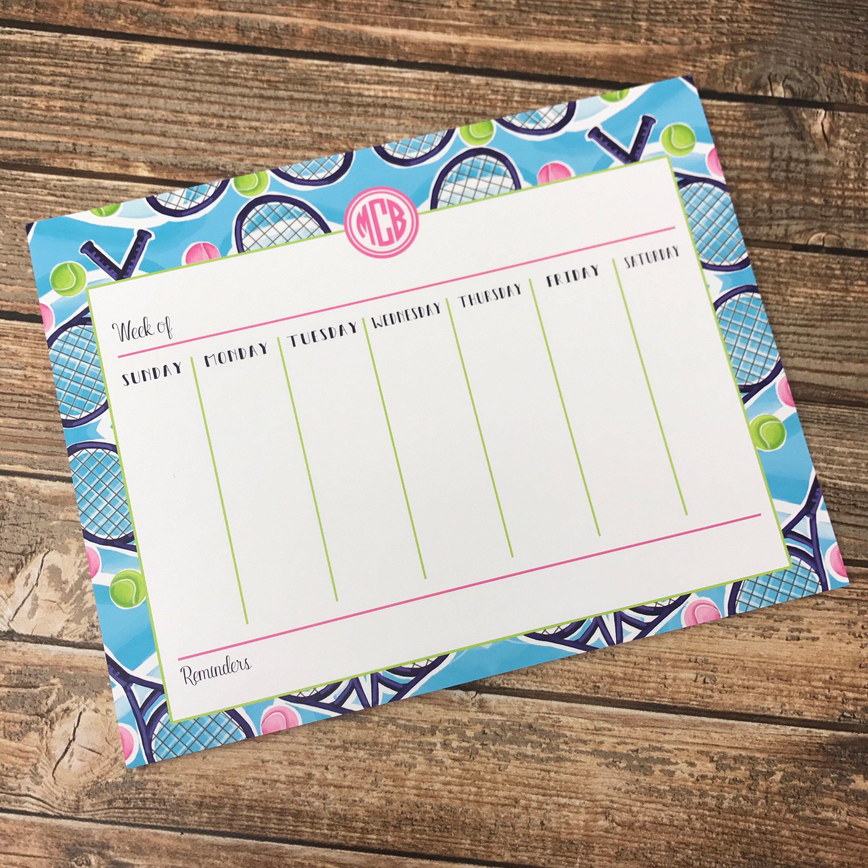 Monogrammed/personalized Weekly Desk Calendar 2 Sizes | Etsy