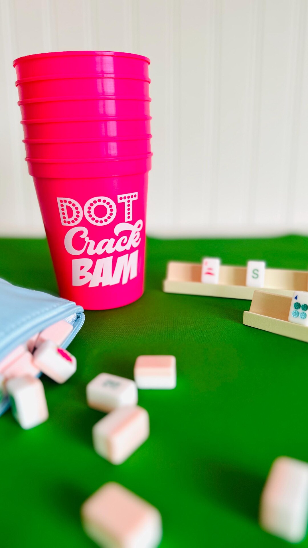 Hot Pink and White Dot Crack Bam Stadium Cups. Set of 8 | Mahjong - Etsy
