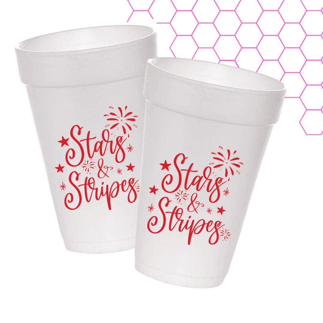 Stars and Stripes Foam Cups 16 Oz Set of 10 - Etsy