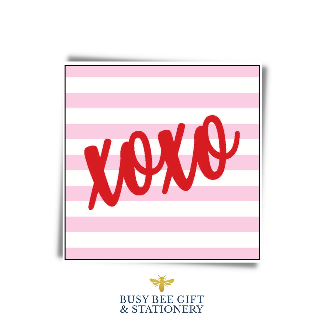 XOXO Pink White Stripe Happy Valentine's Day Tag Printable Download Now ...
