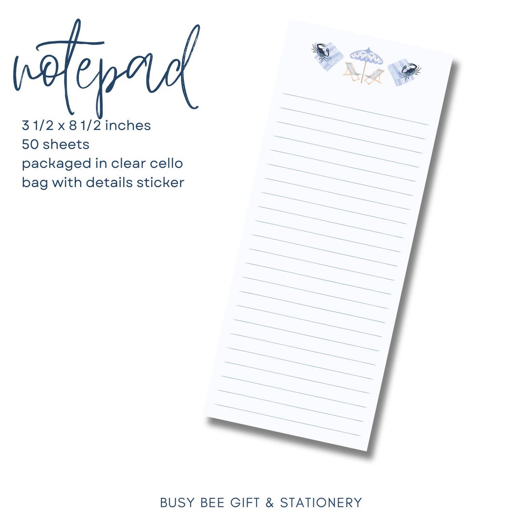 Summer Coastal | Grand Millennial Skinny Notepad | 50 Sheets - Etsy