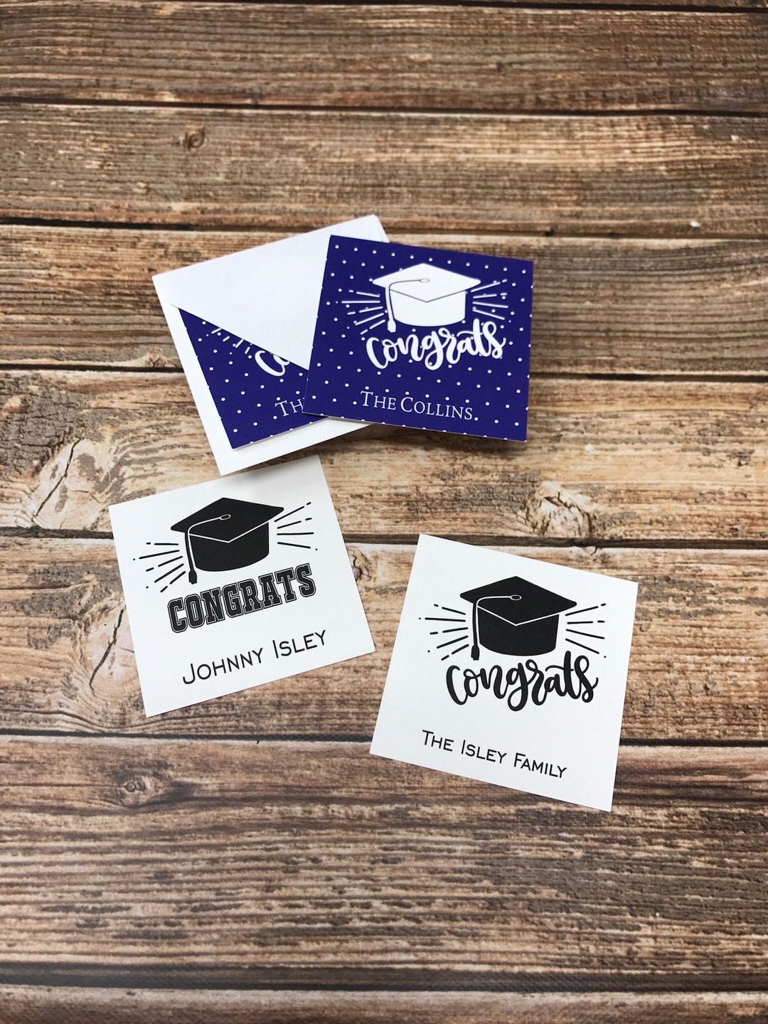 Monogrammed/personalized Graduation Congrats Enclosure Cards Qty 24 - Etsy