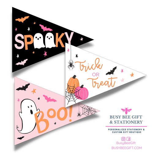 Halloween Pennant Flag Banner Hey Boo Instant Printable - Etsy