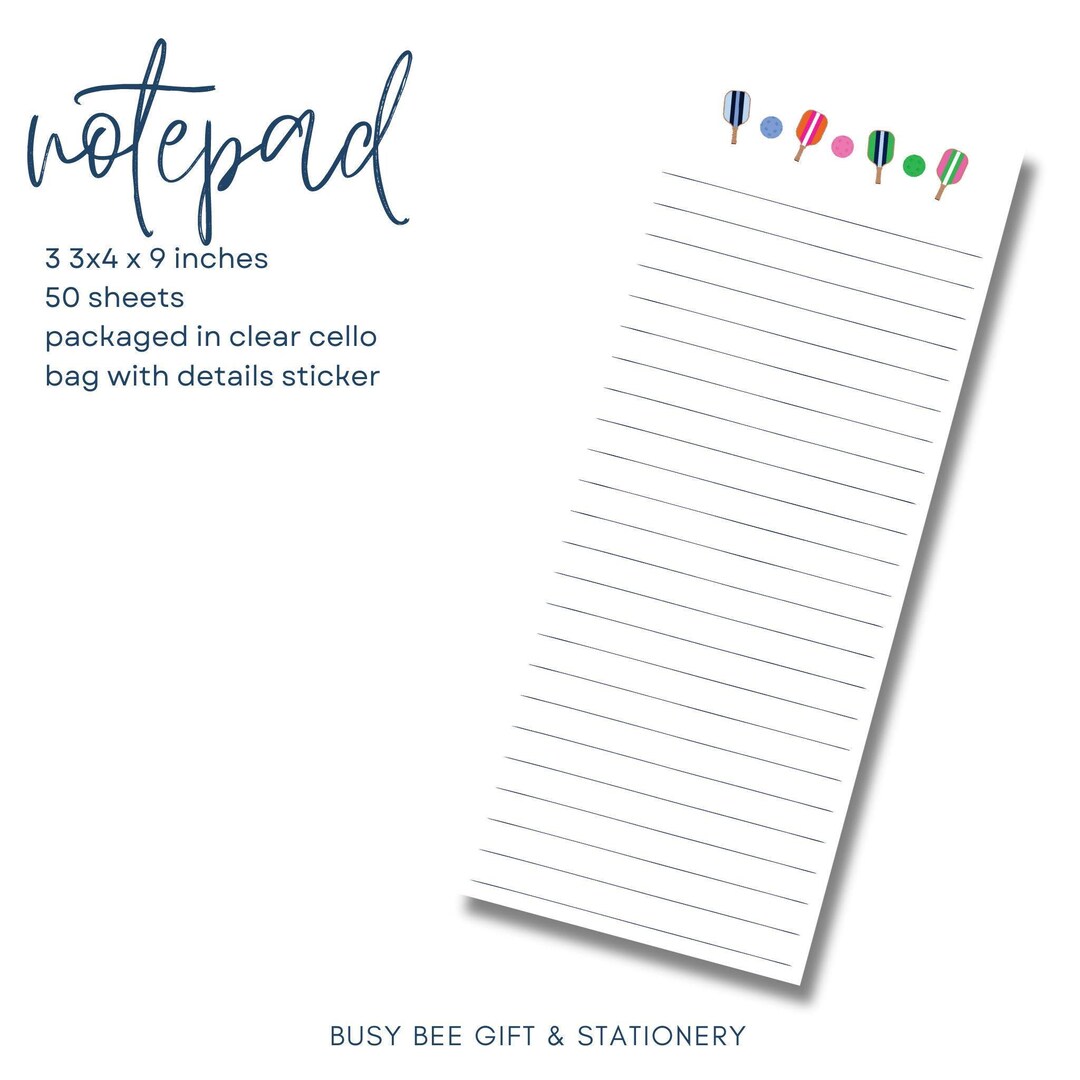 Pickleball Paddle List Skinny Notepad 3.5x8.5 Inches - Etsy