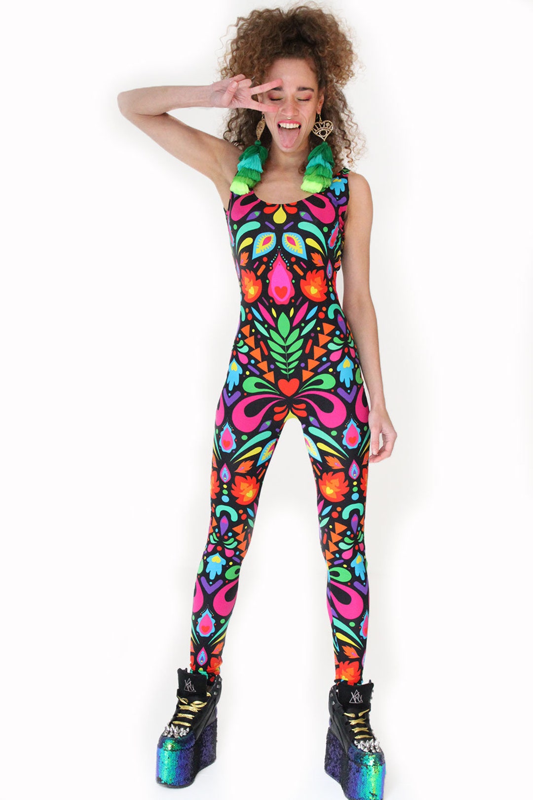 Lycra Festival Party Catsuit Low Back Sleeveless Dance - Etsy