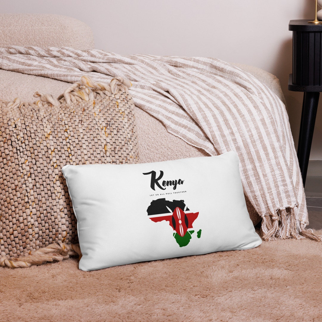 Kenya Flag Black, Red, Green Decorative Pillows, African Print Home ...