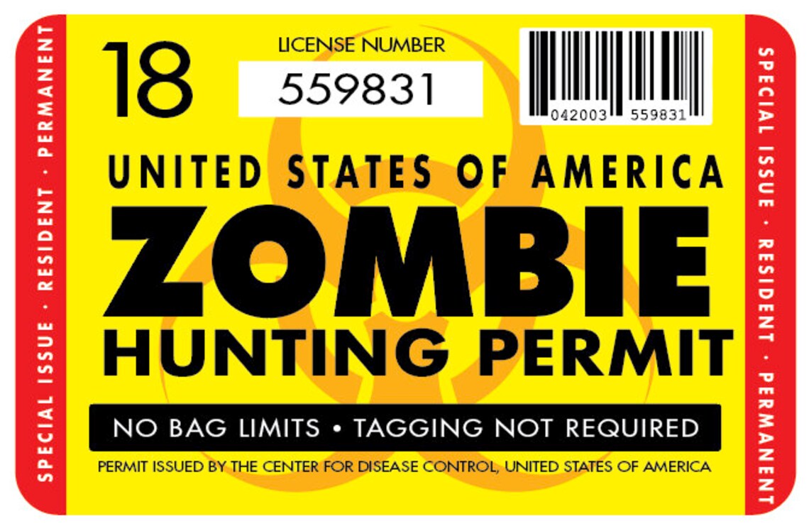 Zombie Hunting Permit Car Sticker - Etsy