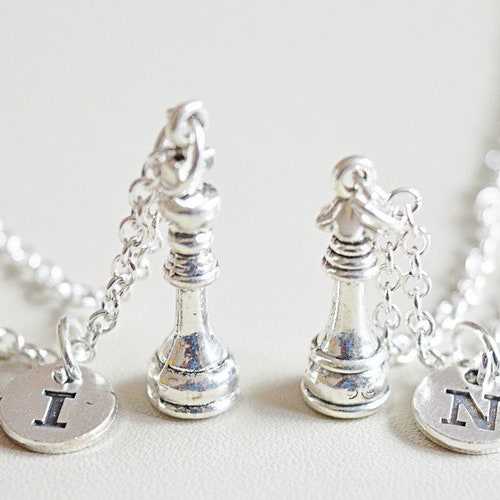 His and Her Gift 2 Necklaces Chess Pieces Queen and King | Etsy