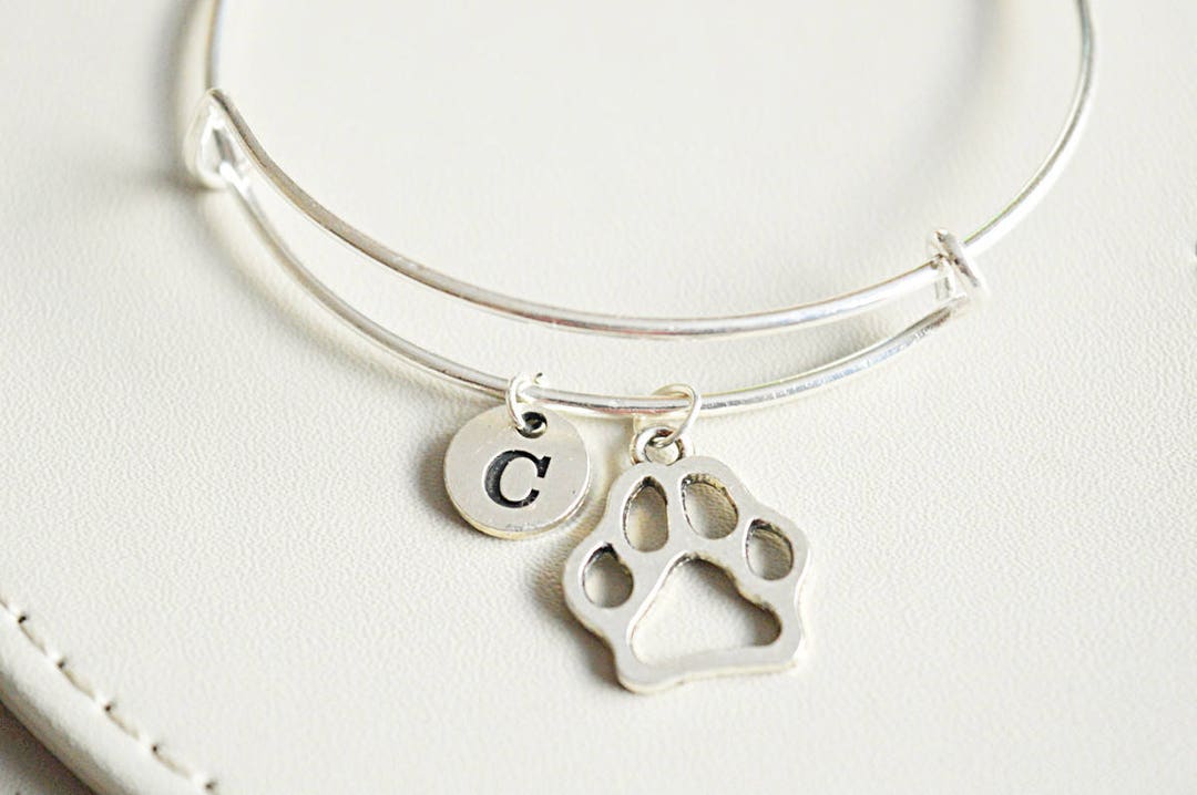 Paw Print Bangle, Dog Paw Bracelet, Dog Bracelet, Personalized Dog ...
