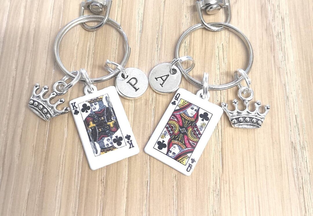King and Queen Keyring, King and Queen Keychain, Couple Keyring, Couple ...