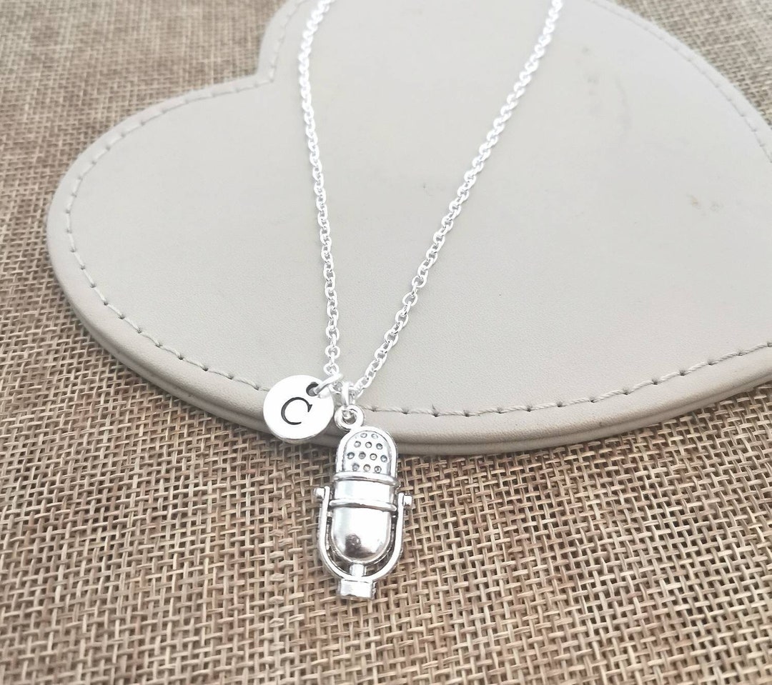 Microphone Necklace, Microphone Gift, Music Lover Gift, Music Necklace ...