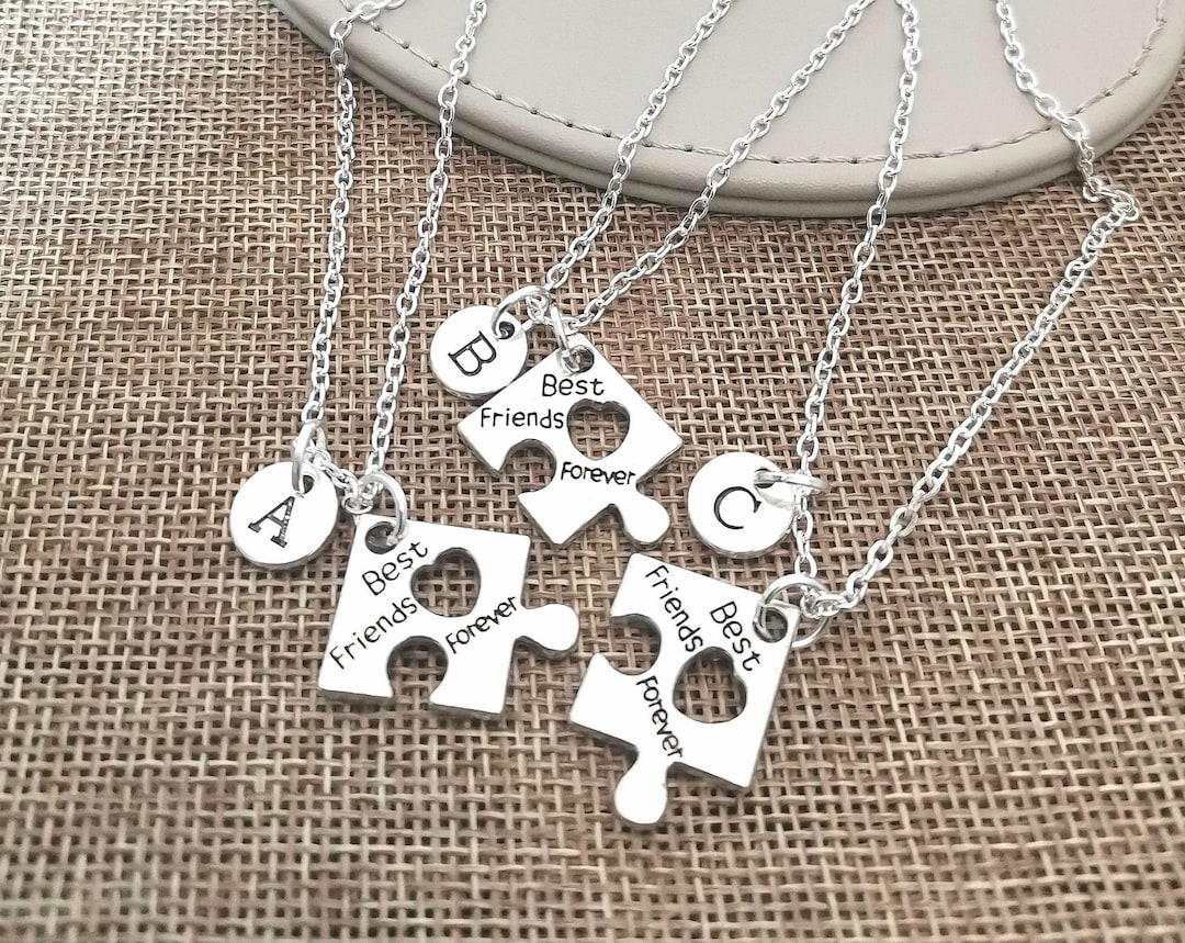 Best Friends Puzzle Necklaces, BFF Puzzle Necklaces, 3 Puzzle Pieces ...
