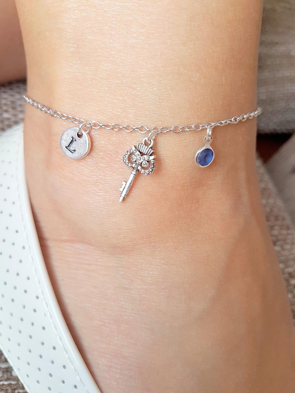 Silver Charm Anklets, Owl Key Foot Bracelet, Anklet Chain, Jewerly for ...