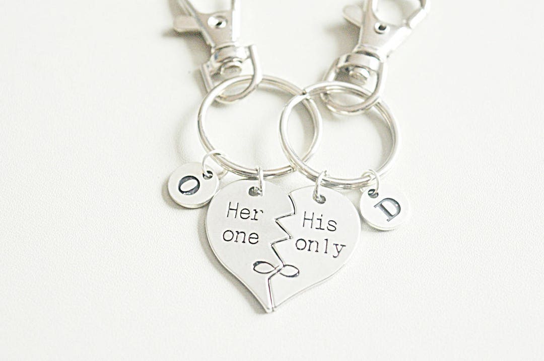 Boyfriend Girlfriend Keychain, His and Her Gift, Couples Personalised ...
