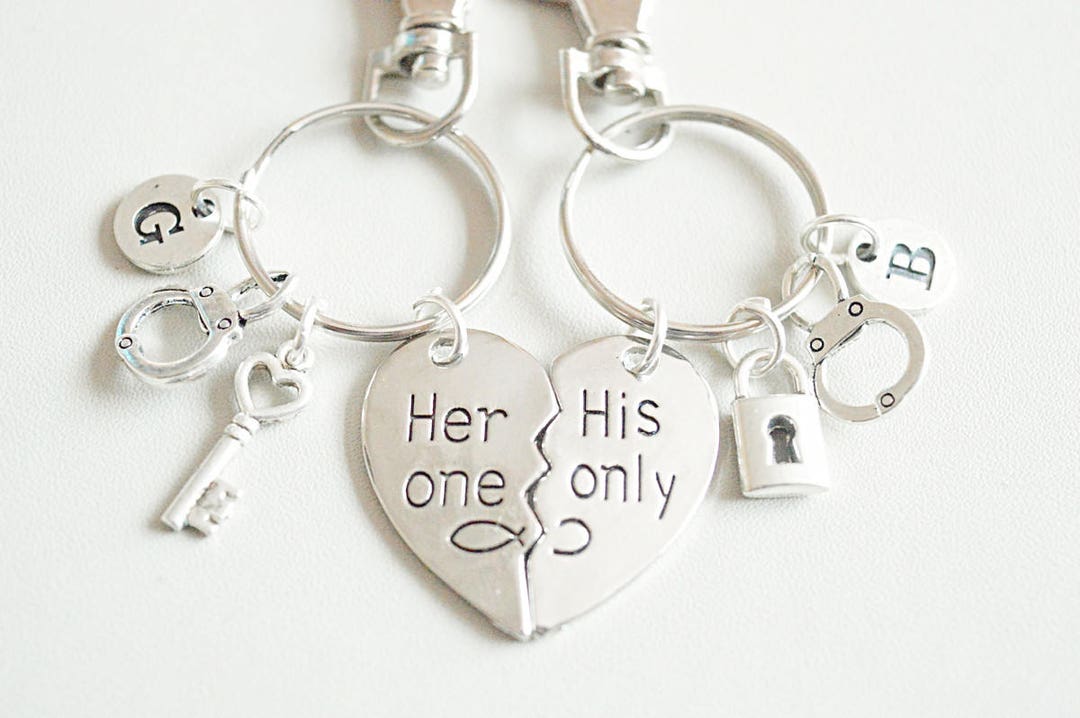 Boyfriend Girlfriend Keychain, His and Her Gift, Couples Personalised ...