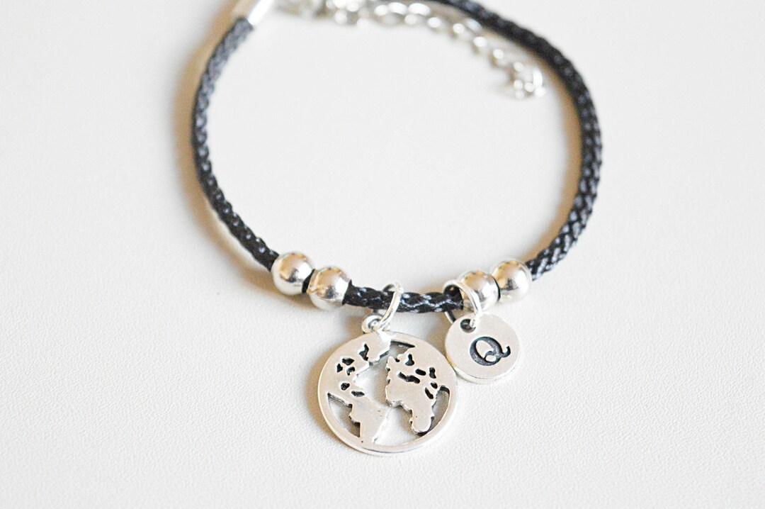World Map Bracelet, World Map Gift, Mens Leather Bracelet, Long ...