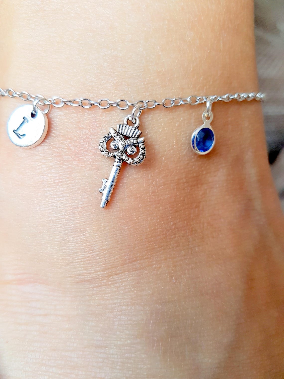 Silver Charm Anklets, Owl Key Foot Bracelet, Anklet Chain, Jewerly for ...