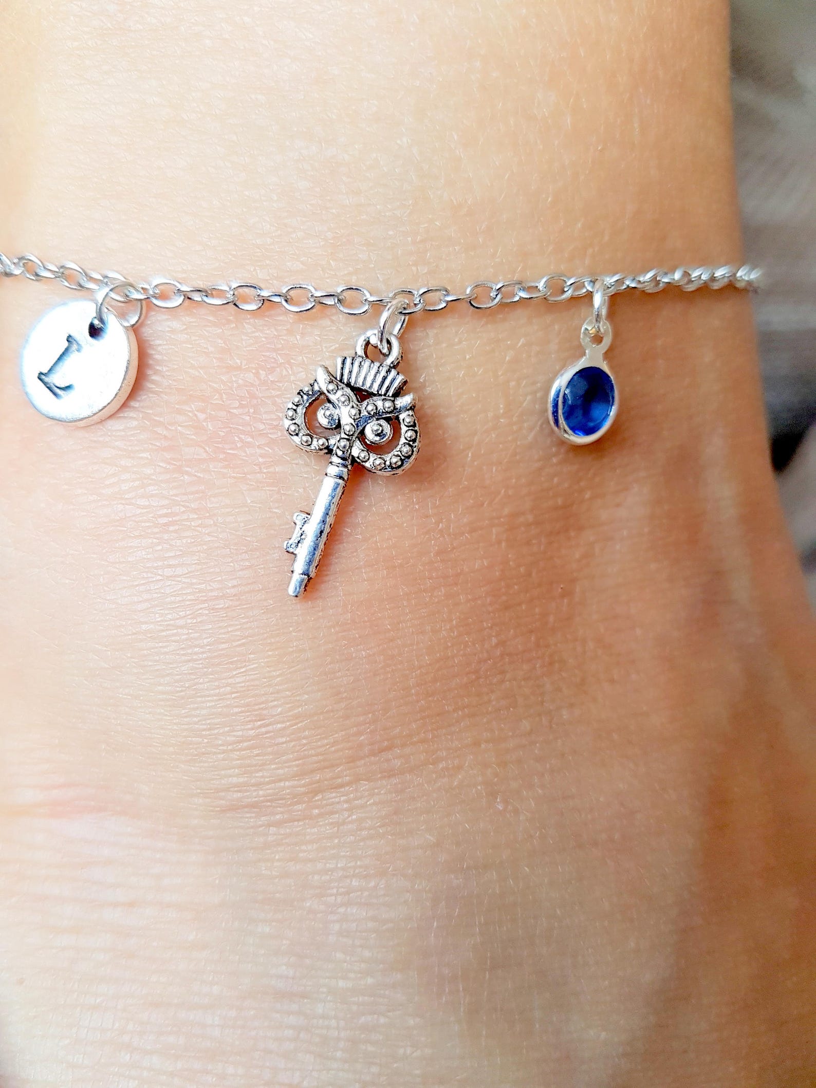 Silver Charm Anklets Owl Key Foot Bracelet Anklet Chain - Etsy