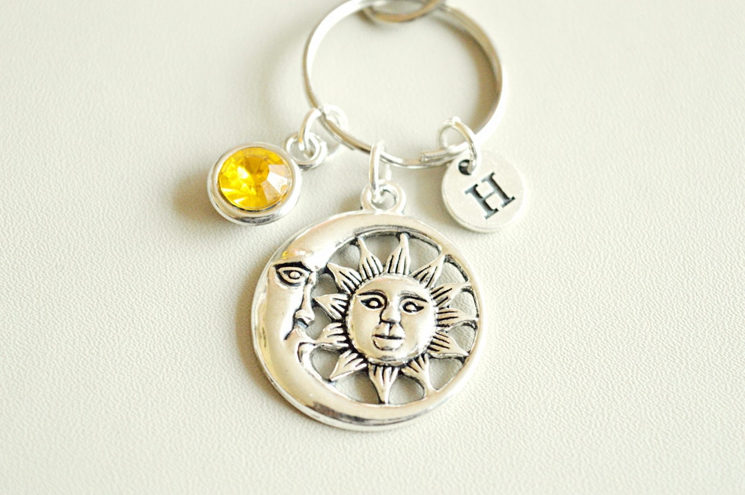 Sun and Moon Keychain, Sun Moon Gift, Personalized Sun Moon, Sun Moon ...