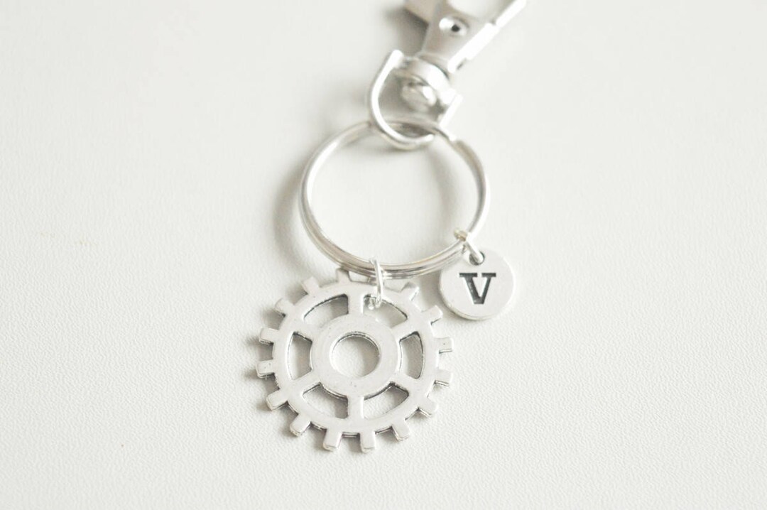 Gear Keychain, Gear Key Ring, Gift for Boyfriend, Gift for Mechanic ...