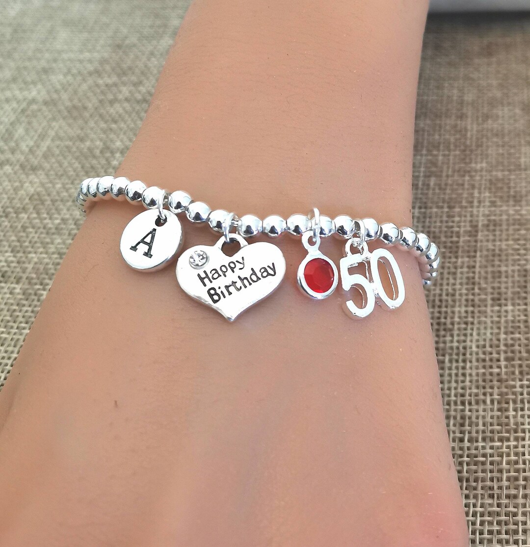 50th Birthday Bracelet, 50th Birthday Jewelry, 50th Birthday Gift, 50th ...