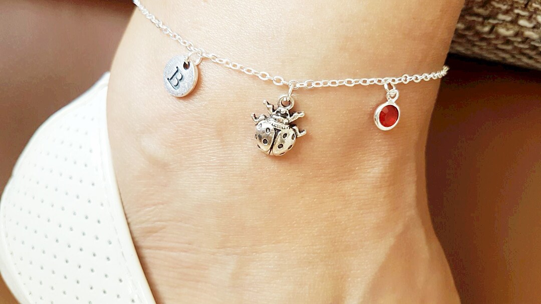 Ladybird Anklet, Lady Bird Anklet for Her, Ladybird Charm Anklet ...