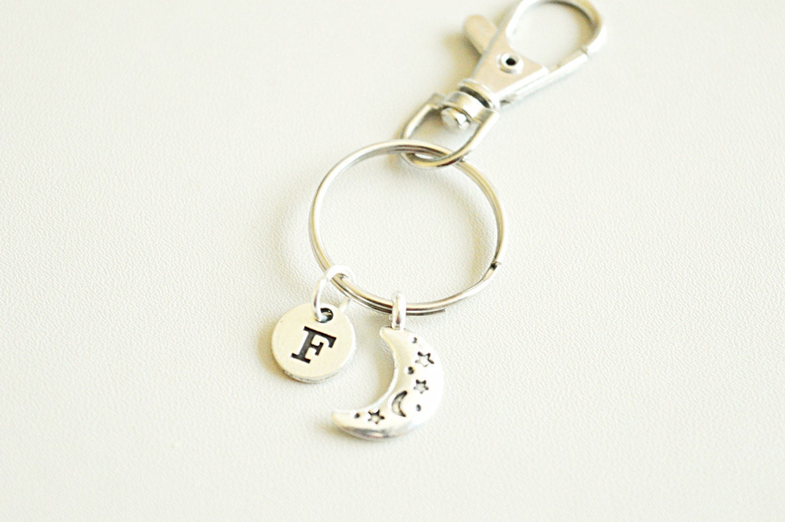 Moon Keychain, Moon Keyring, Tiny Moon Keychain, Moon Gift, Tiny Moon ...