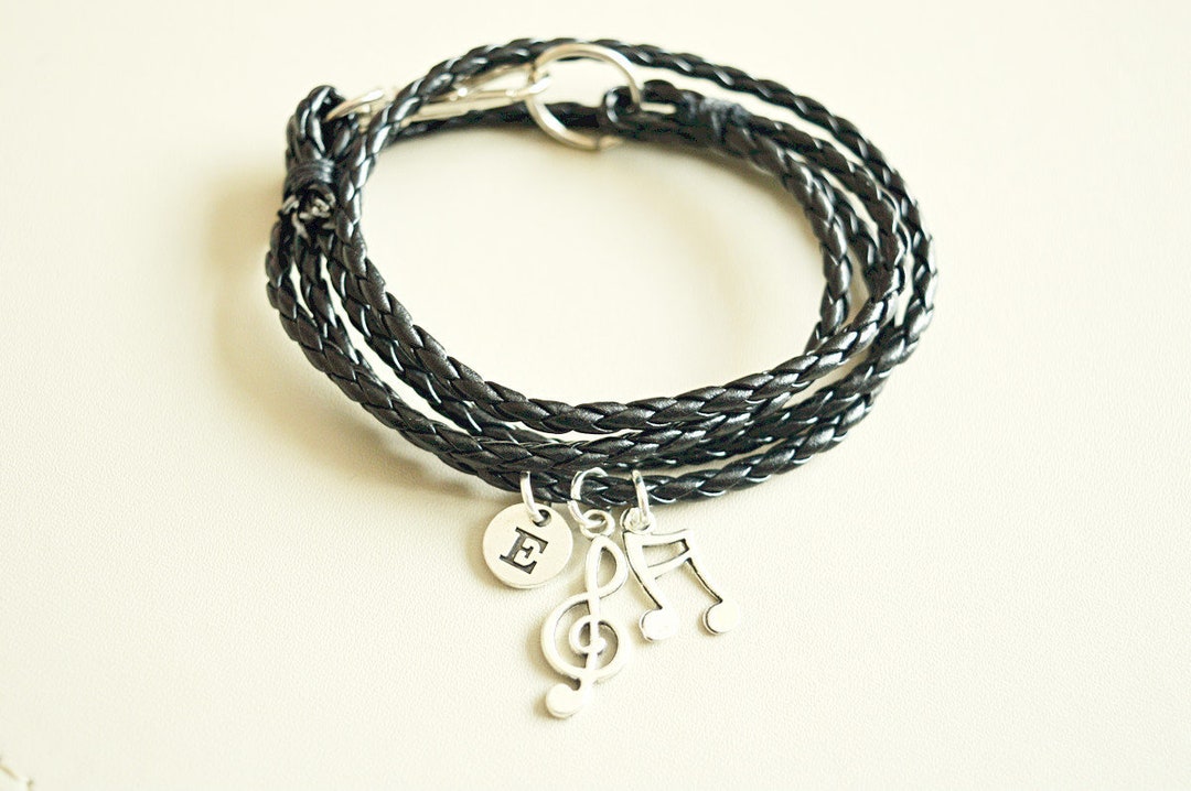 Music Bracelet, Mens Music Bracelet, Mens Leather Bracelet, Boyfriend ...