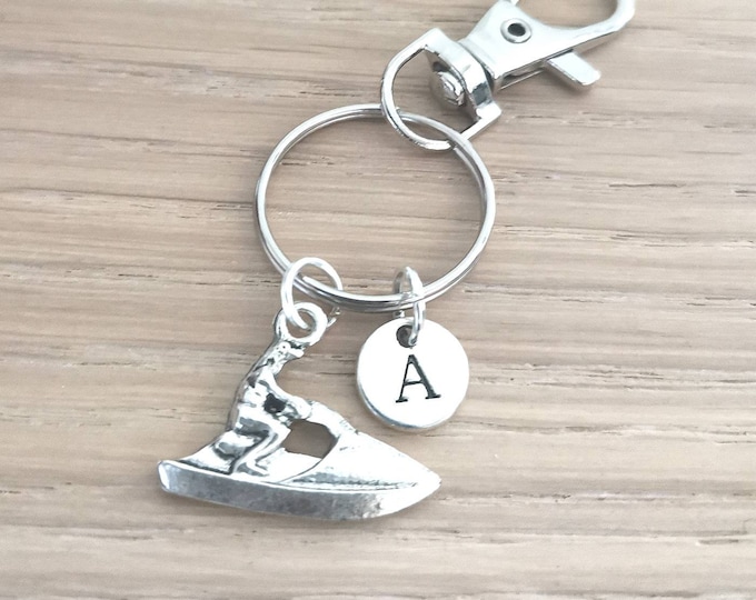 JET SKI KEYCHAIN With Personalized With Initial Charm Nautical Boating ...