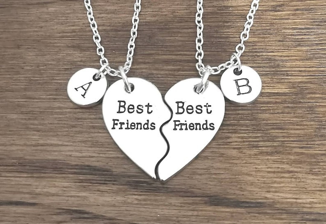 Friendship Heart Necklace, Friendship Necklace With Initials, BFF ...