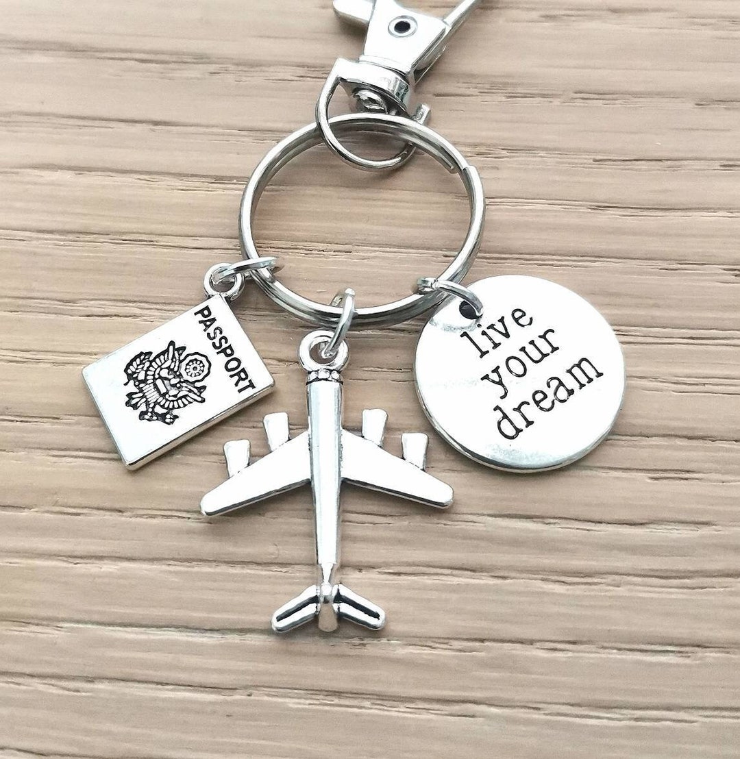 Travel Keychain, Traveler Key Chain, Holiday Keyring, Flight Attendant ...