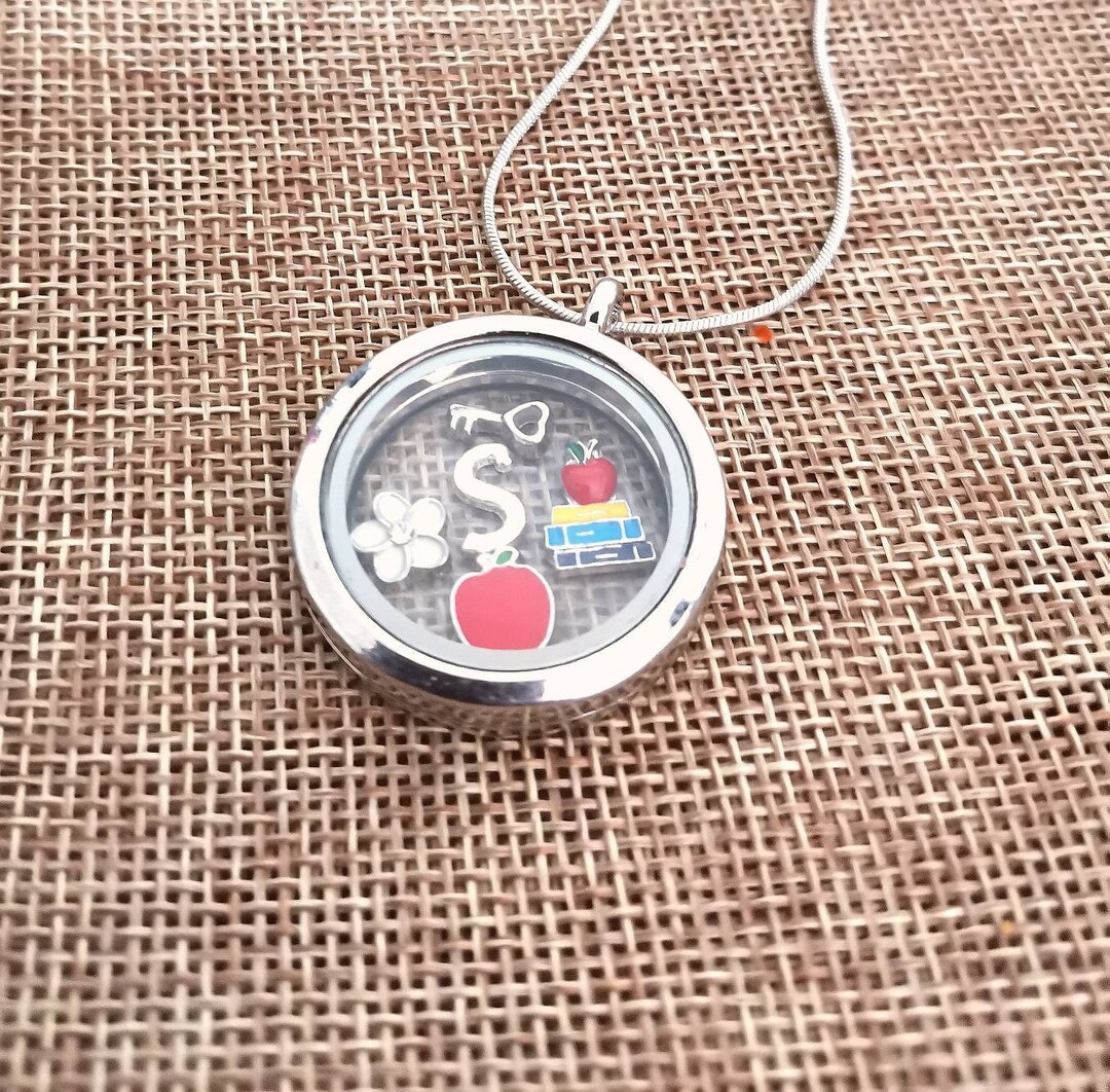 Teacher Floating Necklace, Teacher Memory Locket, Teacher Retirement ...