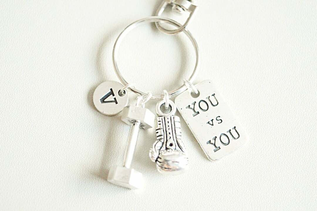 Fitness Keyring, Gym Keychain, Weightlifting Keyring, You Vs You ...