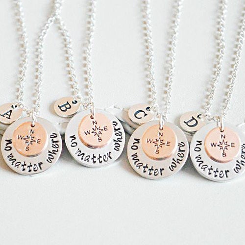 4 Best Friends Gifts Ring Charm Necklaces Compass Pendants - Etsy