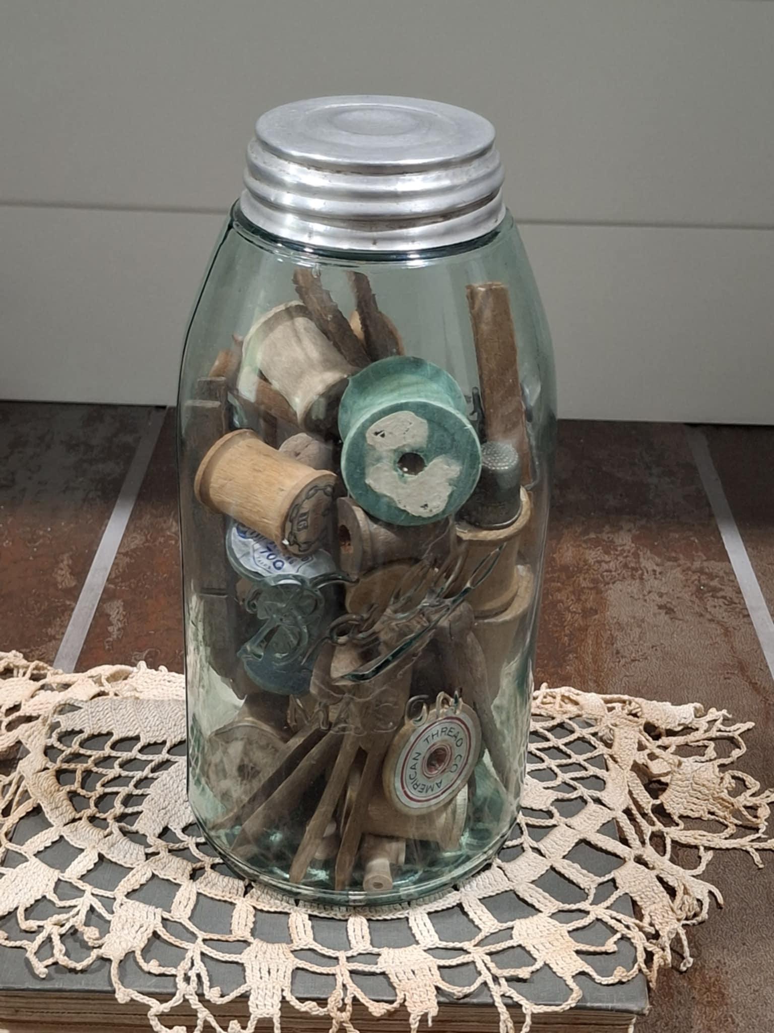 Vintage Half Gallon Size Aqua Ball Mason Jar With Zinc Lid Slope ...