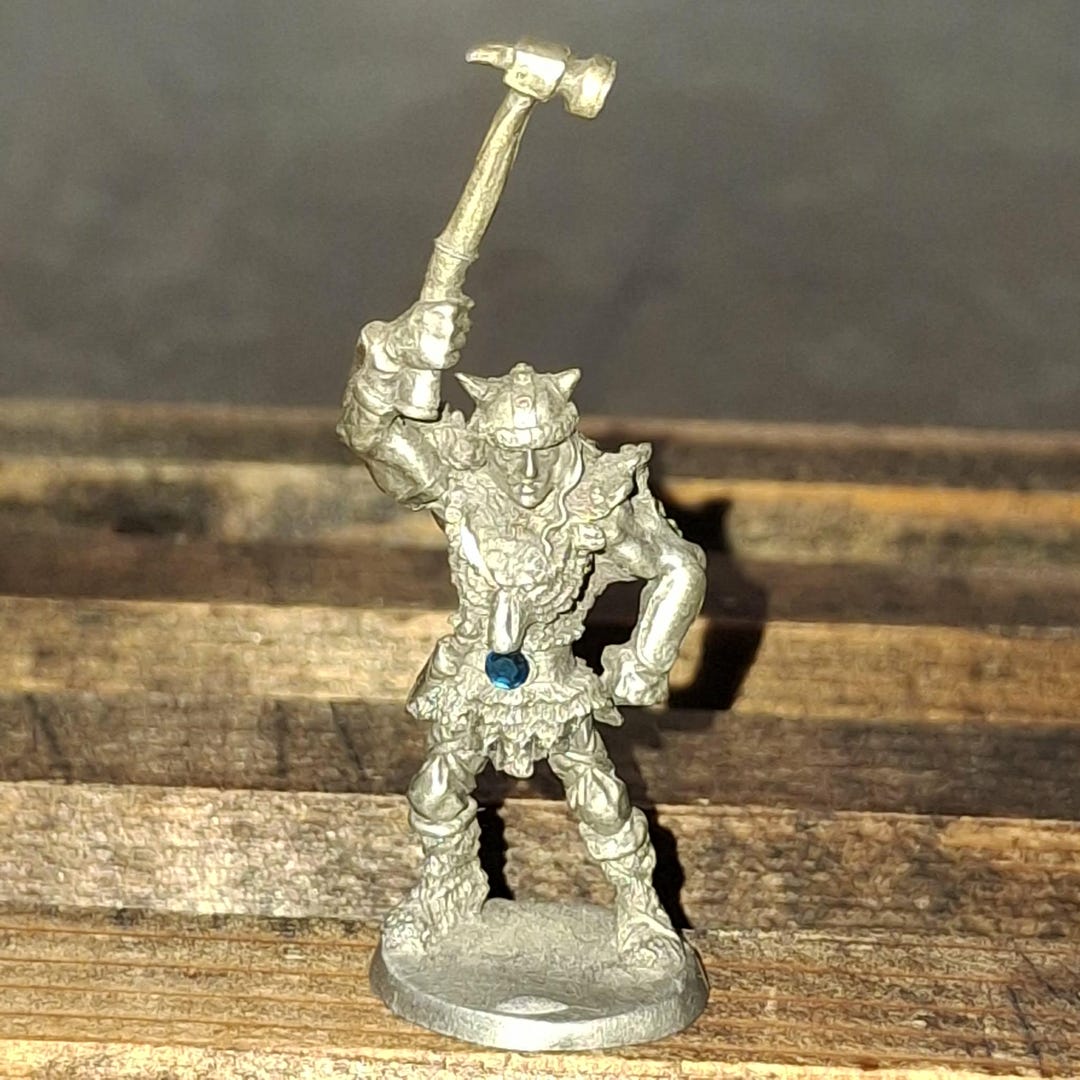 Ral Partha - Pewter Miniature Games, Wulfgar With Hammer & Gem - Etsy