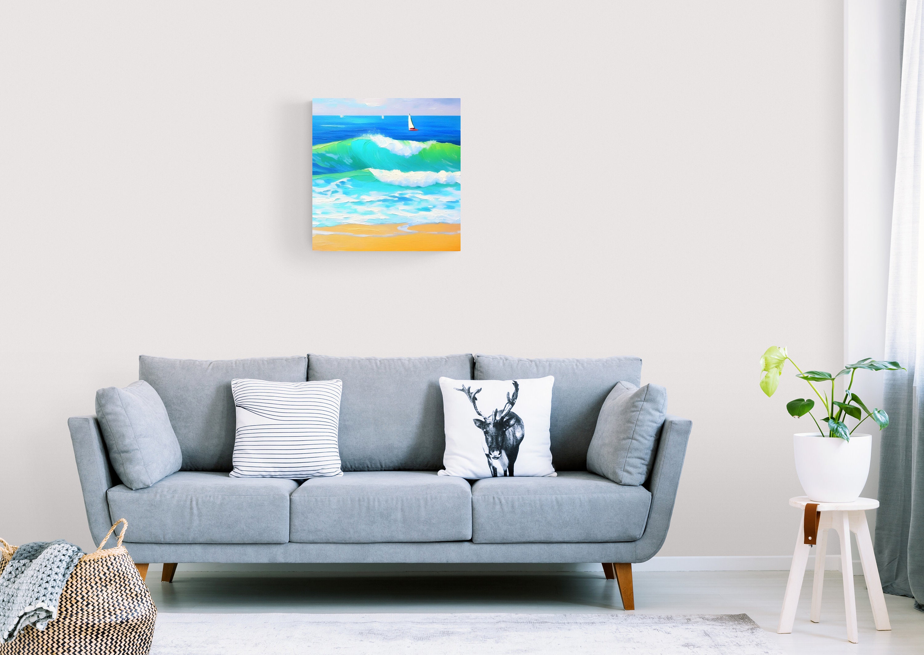 Beach Wave Art Print, Coastal Scene Print on Canvas - 'A Moment in Time ...