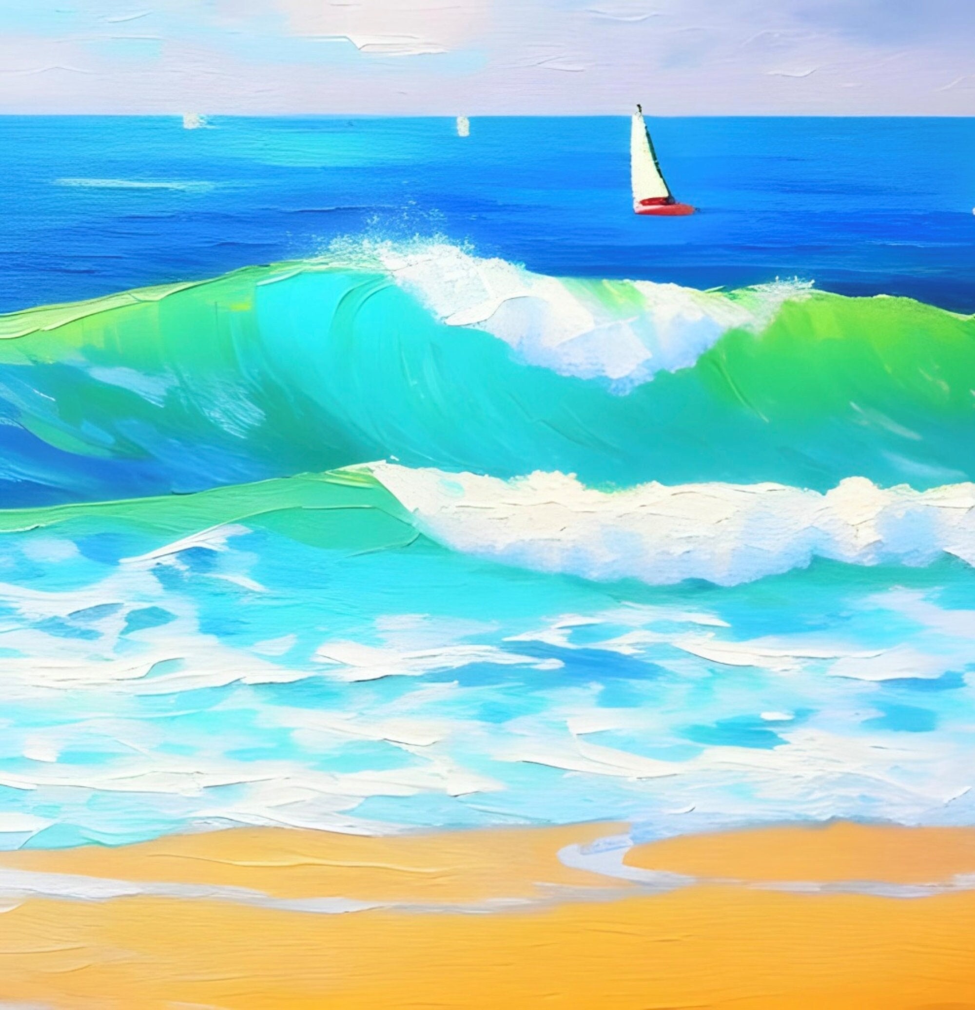Beach Wave Art Print, Coastal Scene Print on Canvas - 'A Moment in Time ...